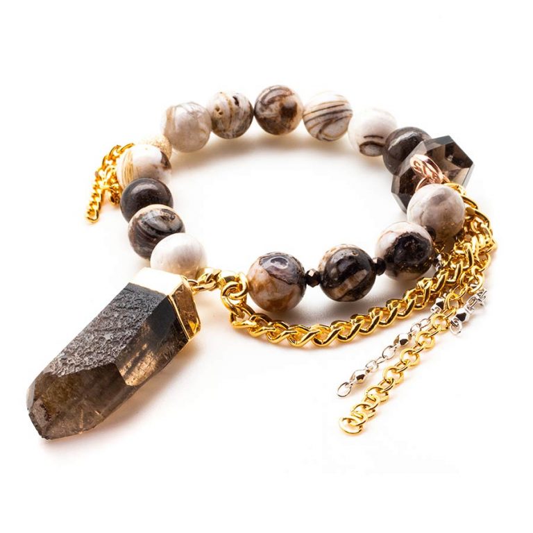 Fossilized Jasper with a Smoky Quartz Point